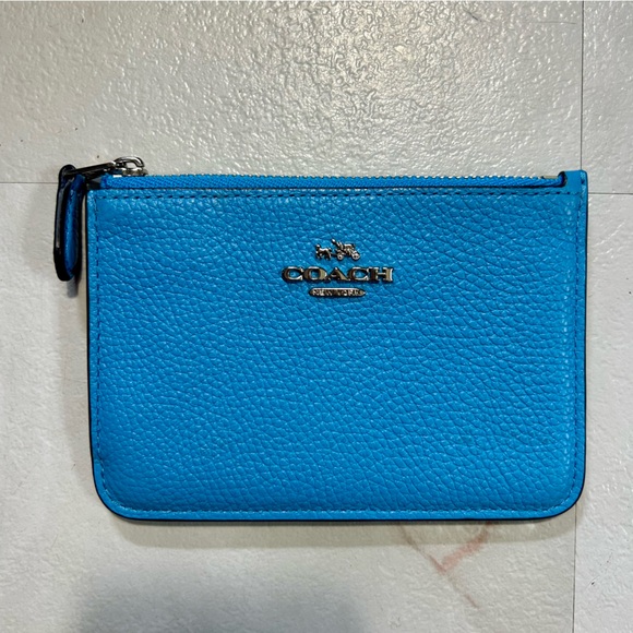 Coach | Bags | Coach Blue Leather Wallet Change Purse | Poshmark